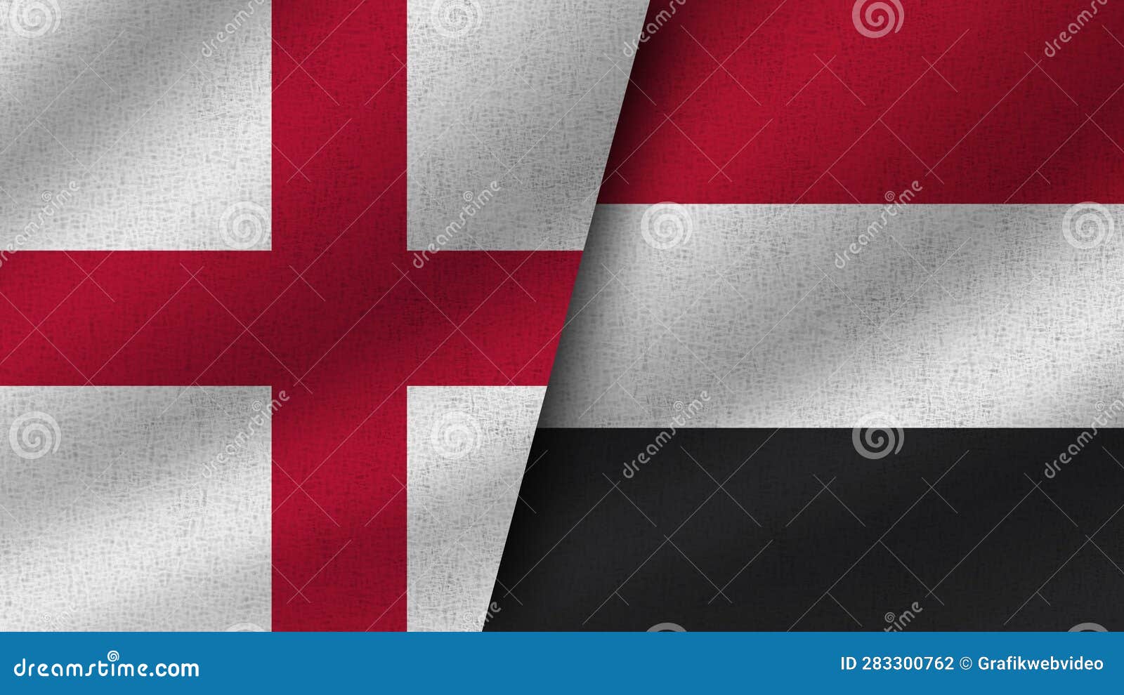 Yemen and England Realistic Two Flags Together Stock Illustration ...