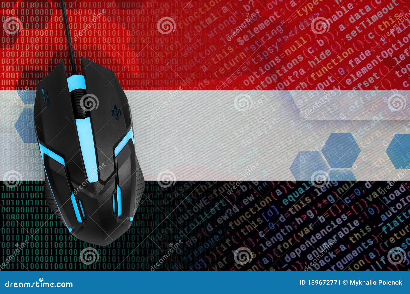 Yemen Flag and Computer Mouse. Digital Threat, Illegal Actions on the ...