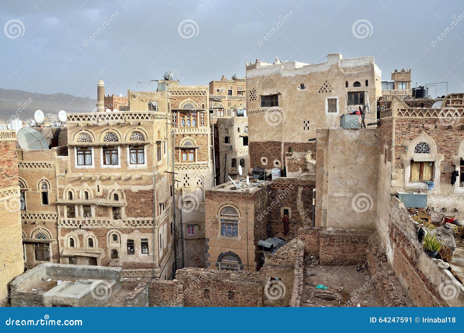 Yemen, Historical Center of Sana a Stock Image - Image of auxiliary ...