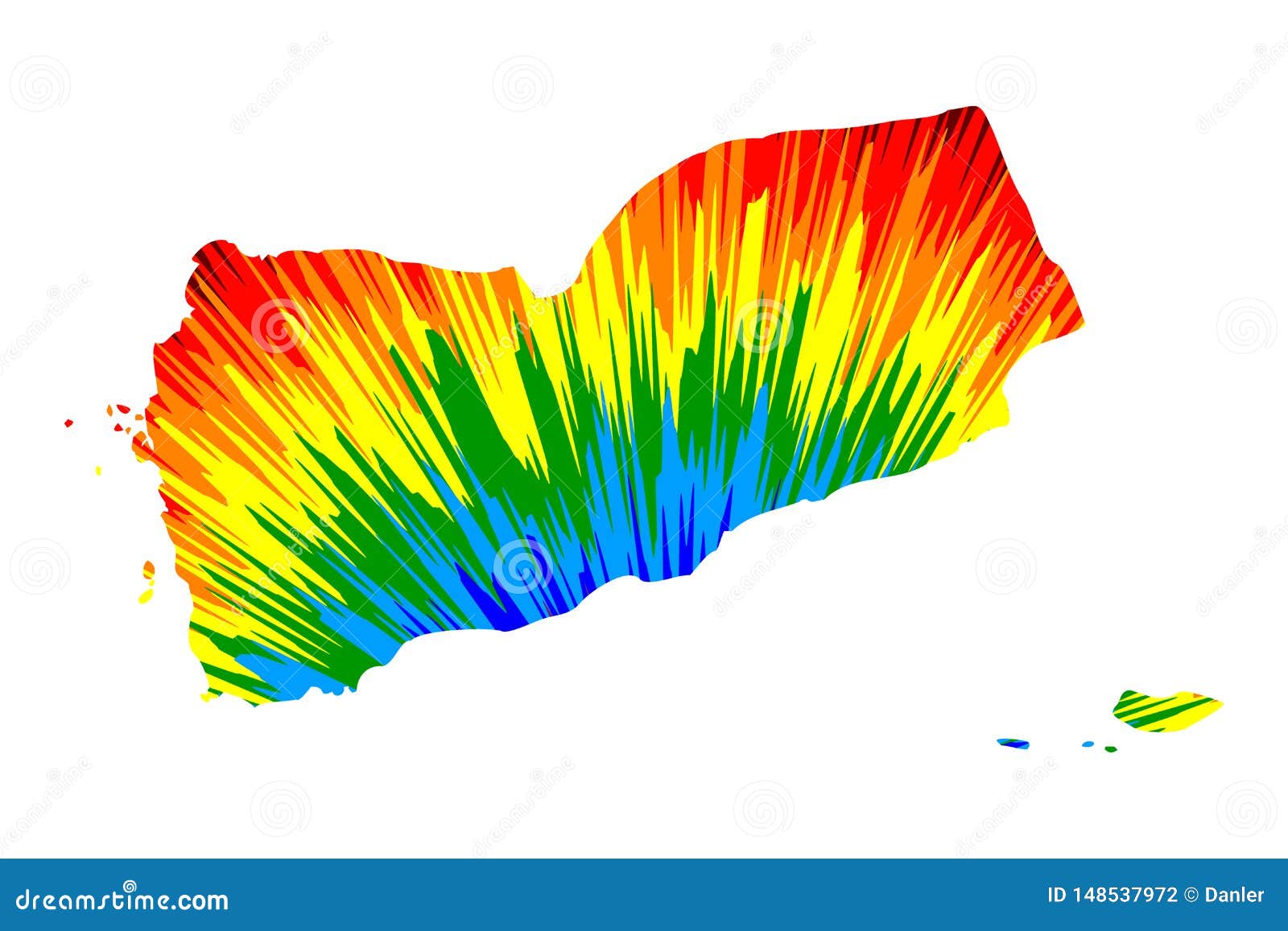 Yemen - Map is Designed Rainbow Abstract Colorful Pattern, Republic of ...
