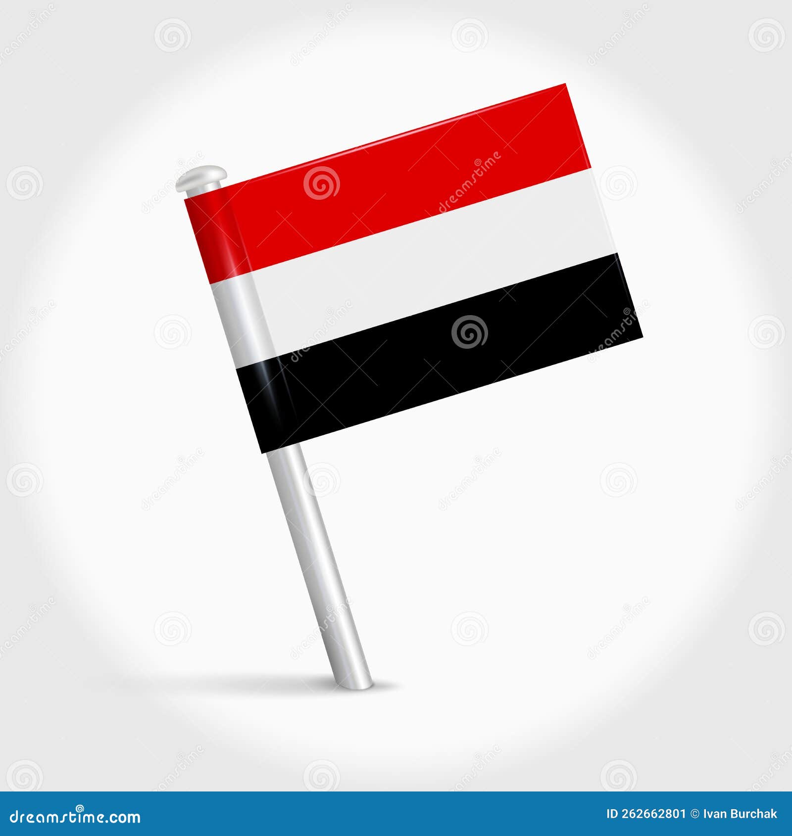 Yemen Map Pin Flag 3d Realistic Vector Illustration Stock Vector