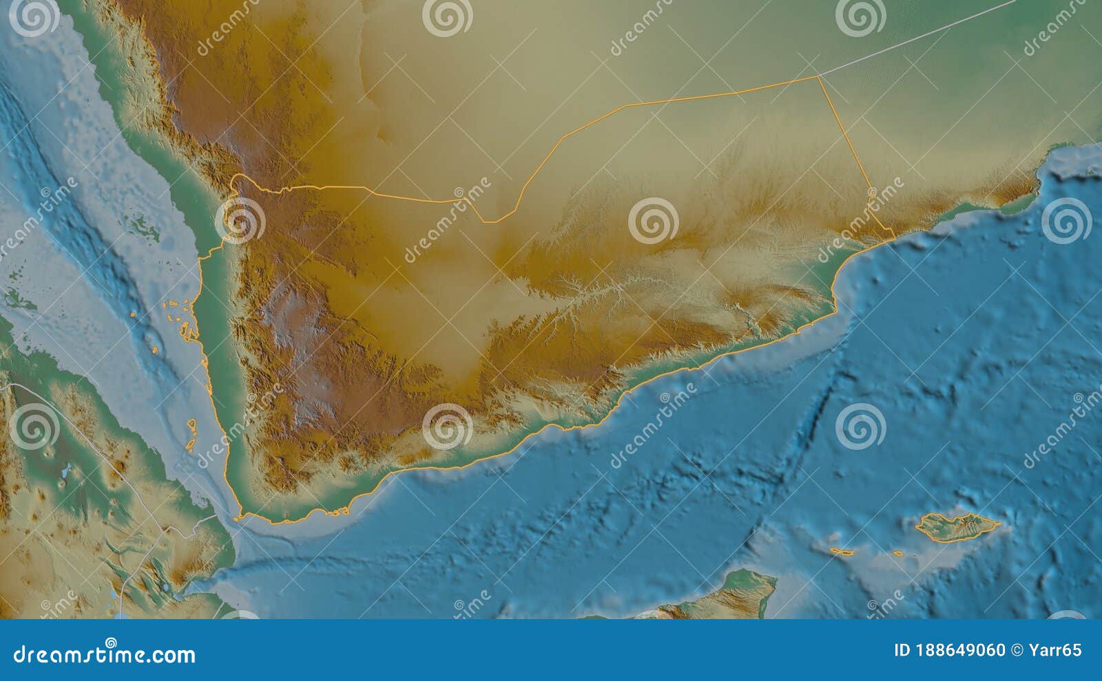 Yemen - overview. Relief stock illustration. Illustration of globe ...
