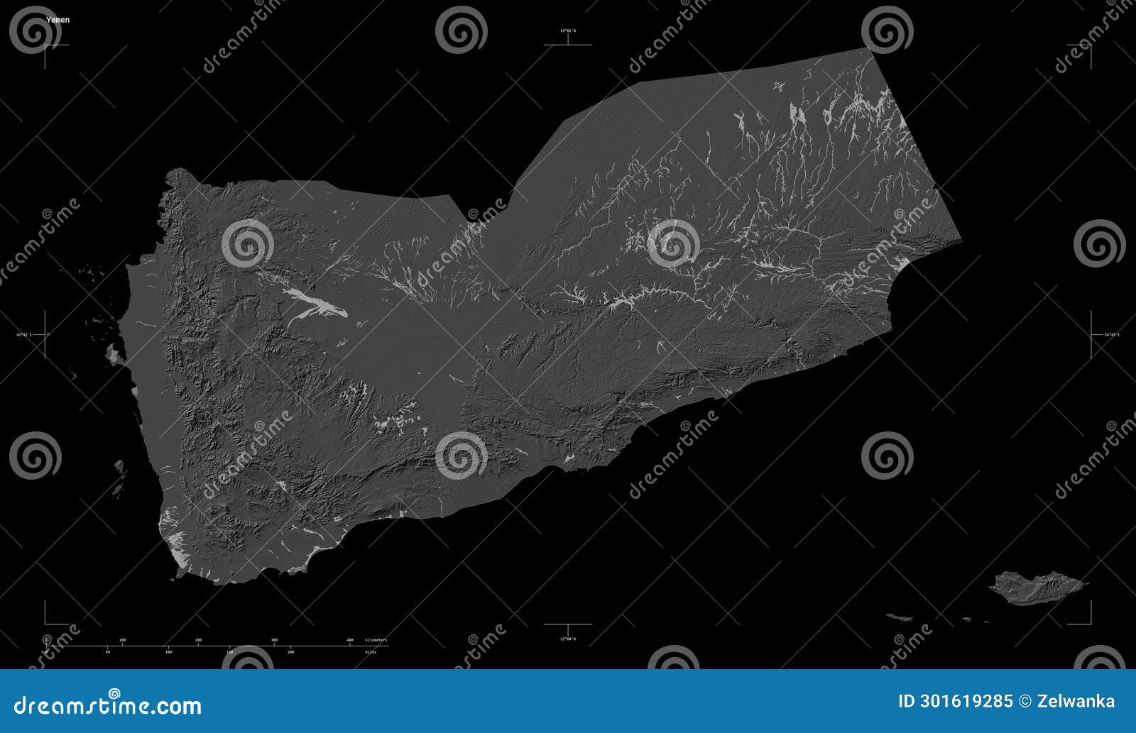 Yemen Shape on Black. Bilevel Stock Illustration - Illustration of ...