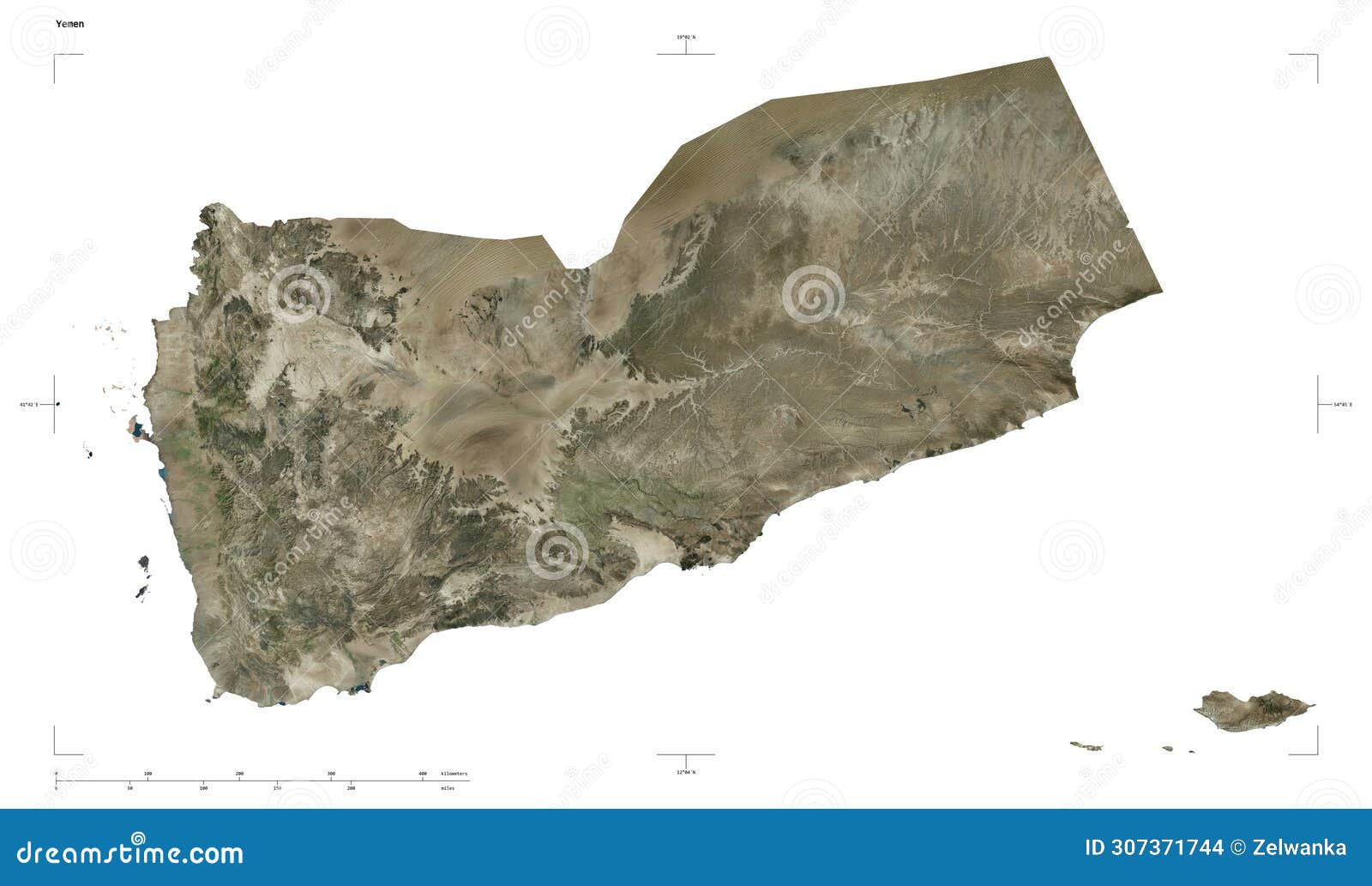 Yemen Shape on White. High-res Satellite Stock Illustration ...