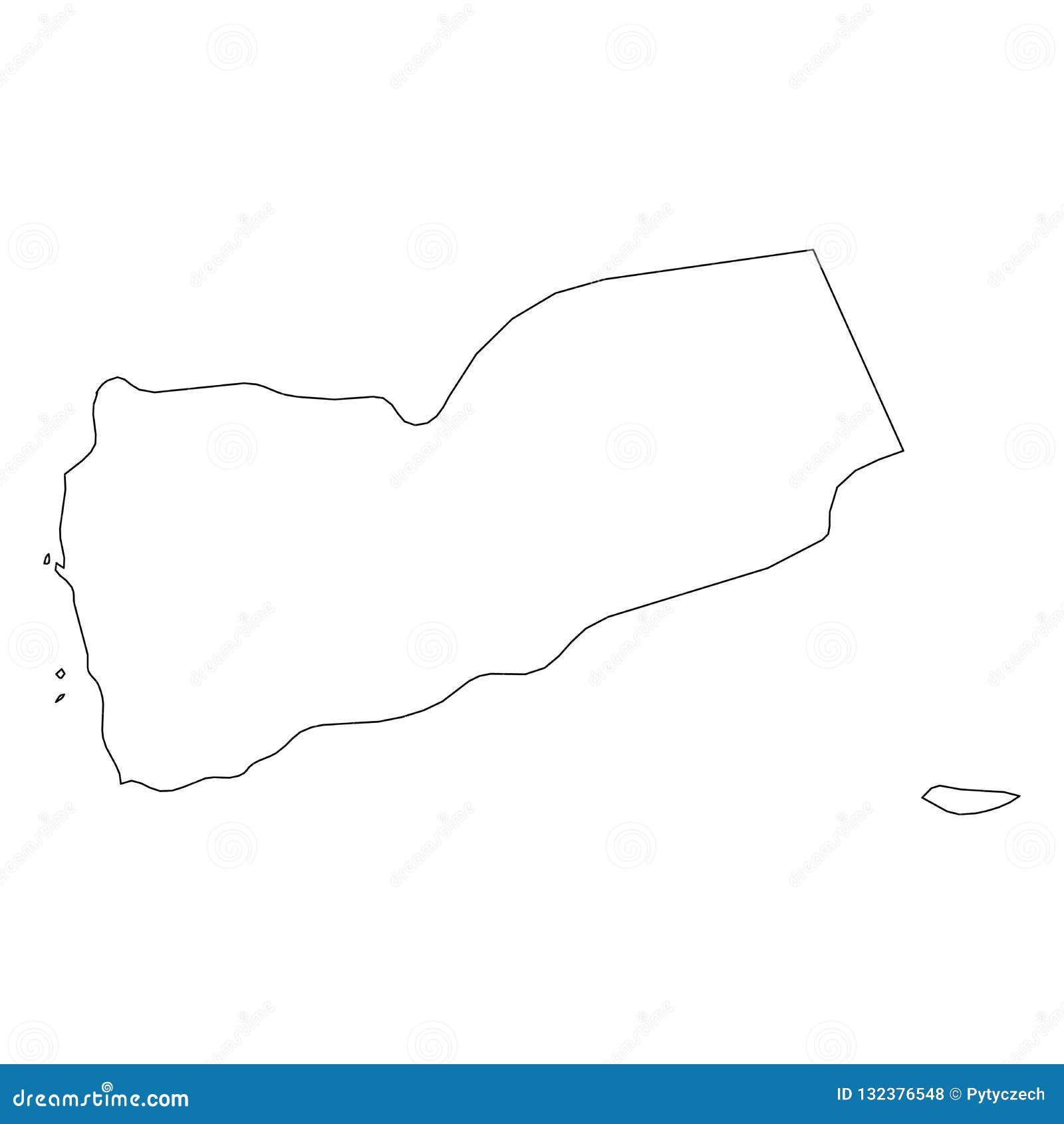 Yemen Solid Black Outline Border Map Of Country Area Simple Flat