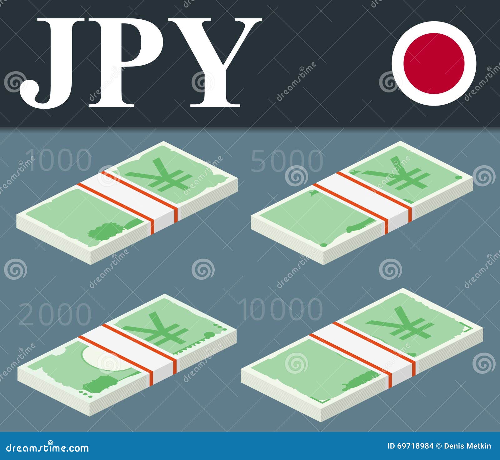 Yen Banknotes. Isometric Design Vector Illustration. Stock Vector ...