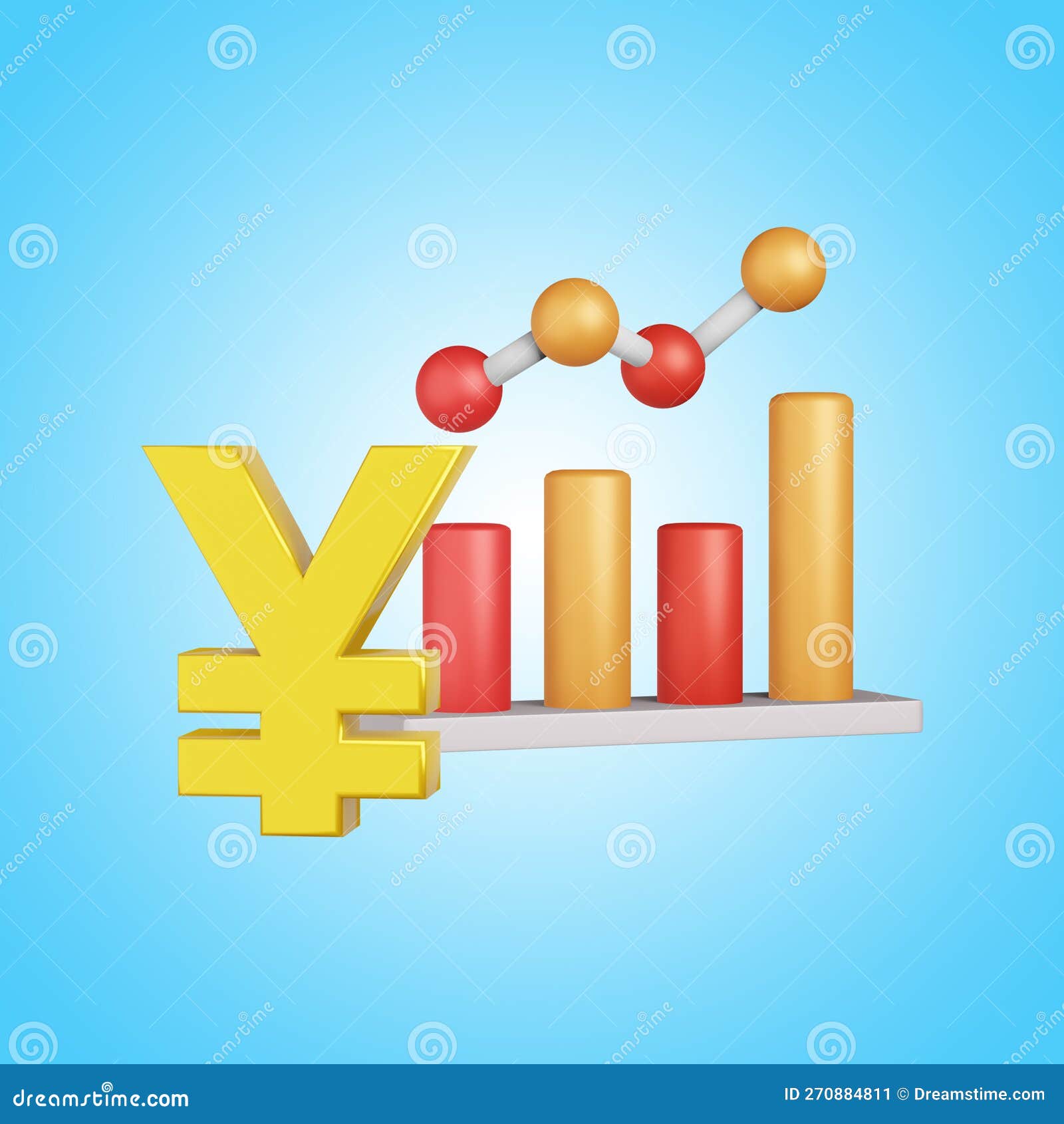Yen Currency Chart Arrow Up 3d Render Icon Illustration Stock ...