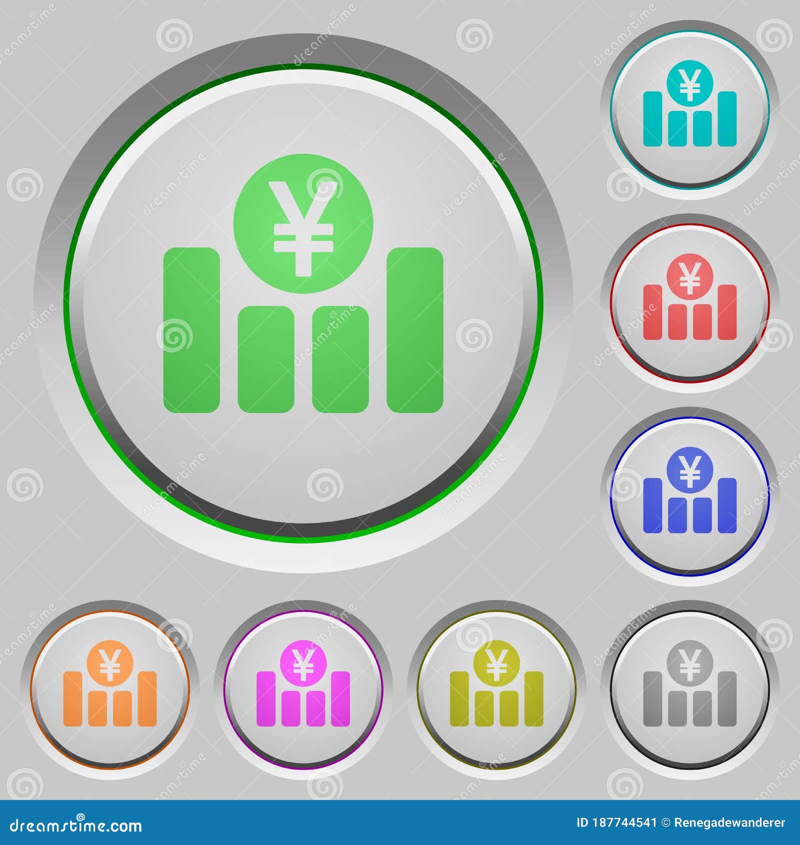 Yen graph push buttons stock vector. Illustration of japanese - 187744541