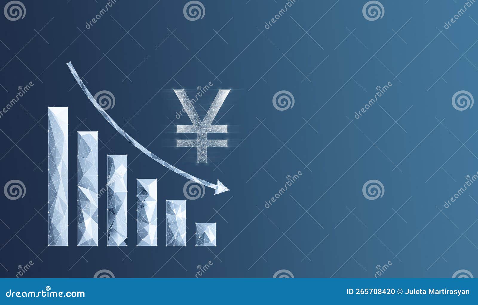 Yen Icon and Falling Chart stock photo. Image of symbol - 265708420
