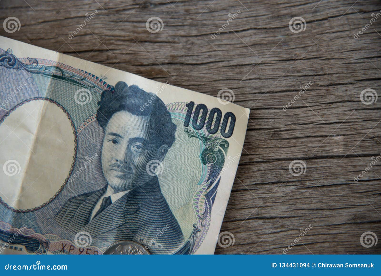 Yen money on wood texture stock photo. Image of credit - 134431094