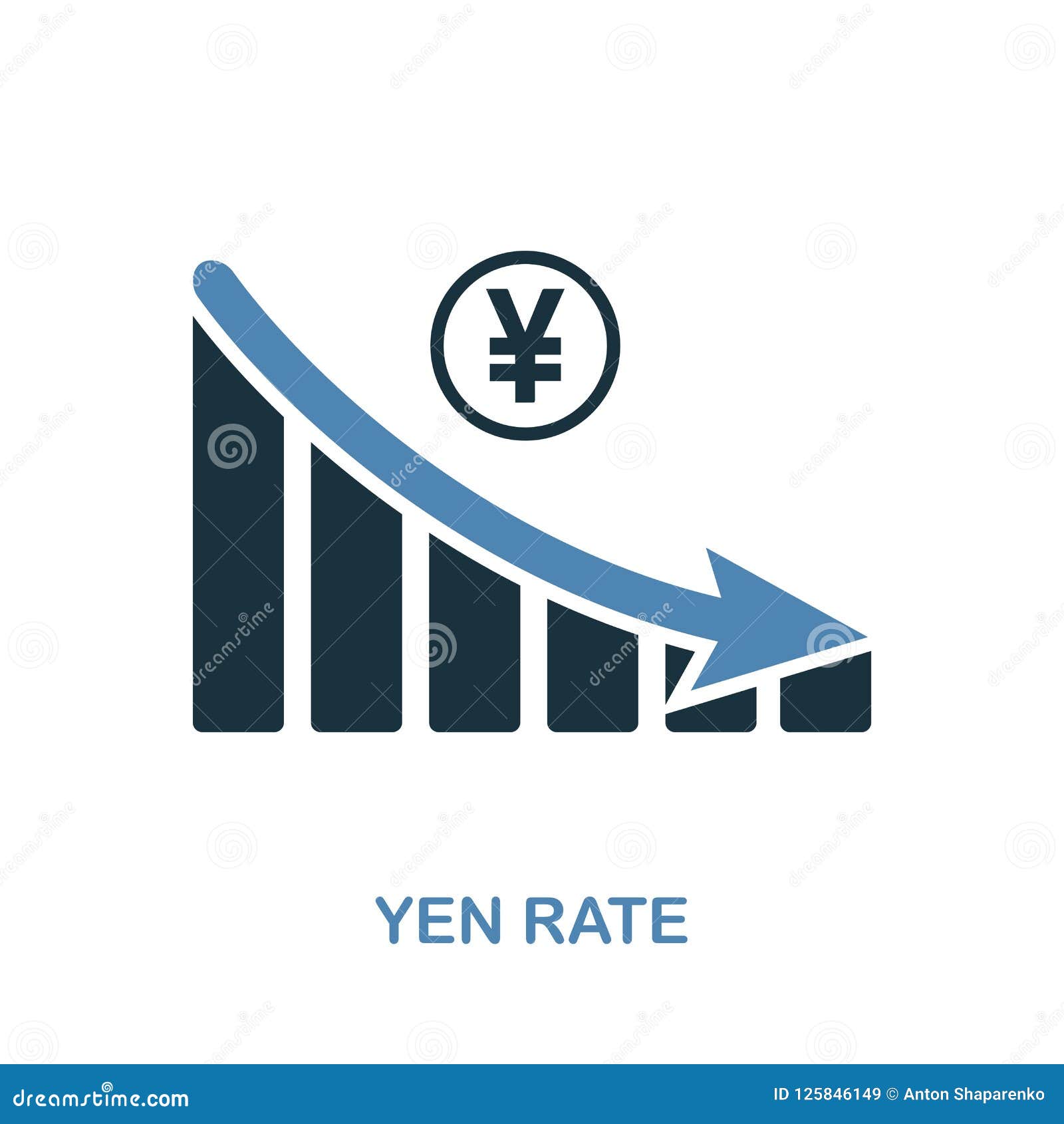 Yen Rate Decrease Graphic Icon. Monochrome Style Design from Diagram Icon Collection. UI. Pixel ...