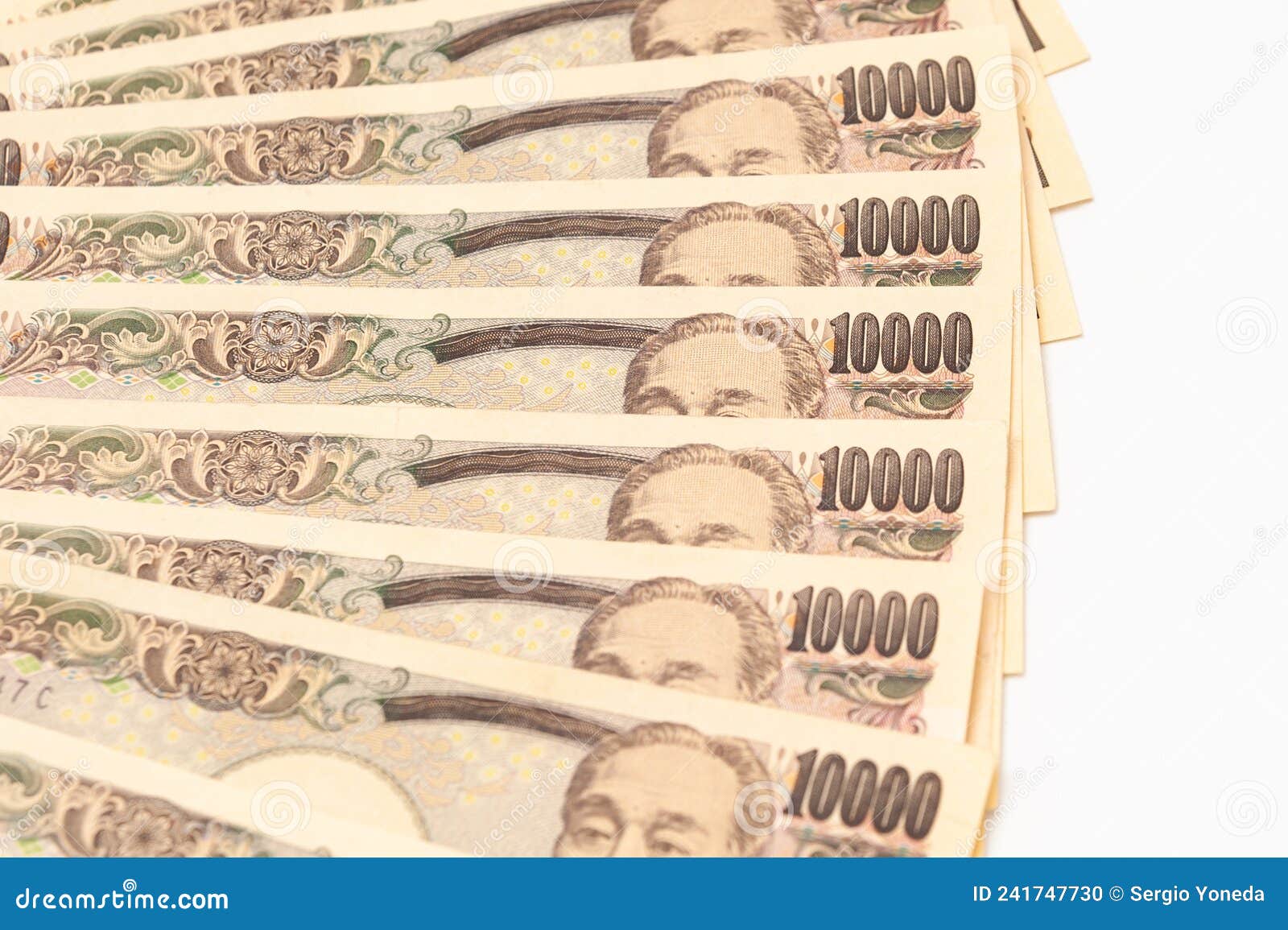 10,000 Yen Stack Close Up on White Background Stock Photo - Image of ...