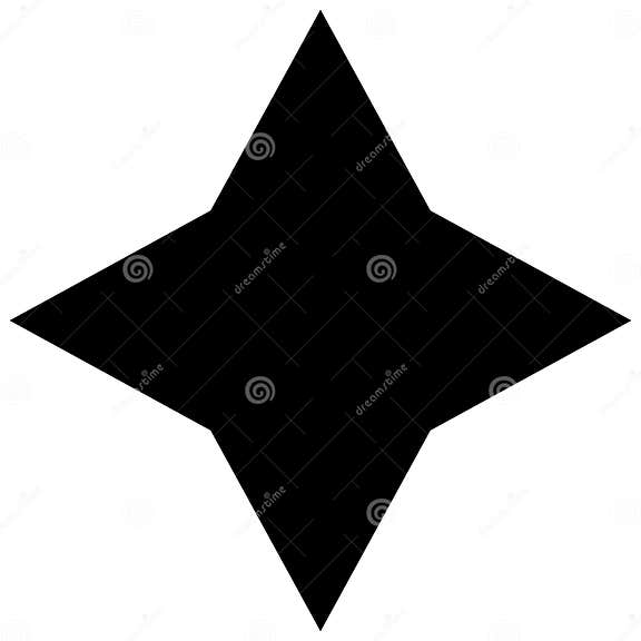 Four Pointed Star Vector Shape, Isolated Black Color Object, White ...