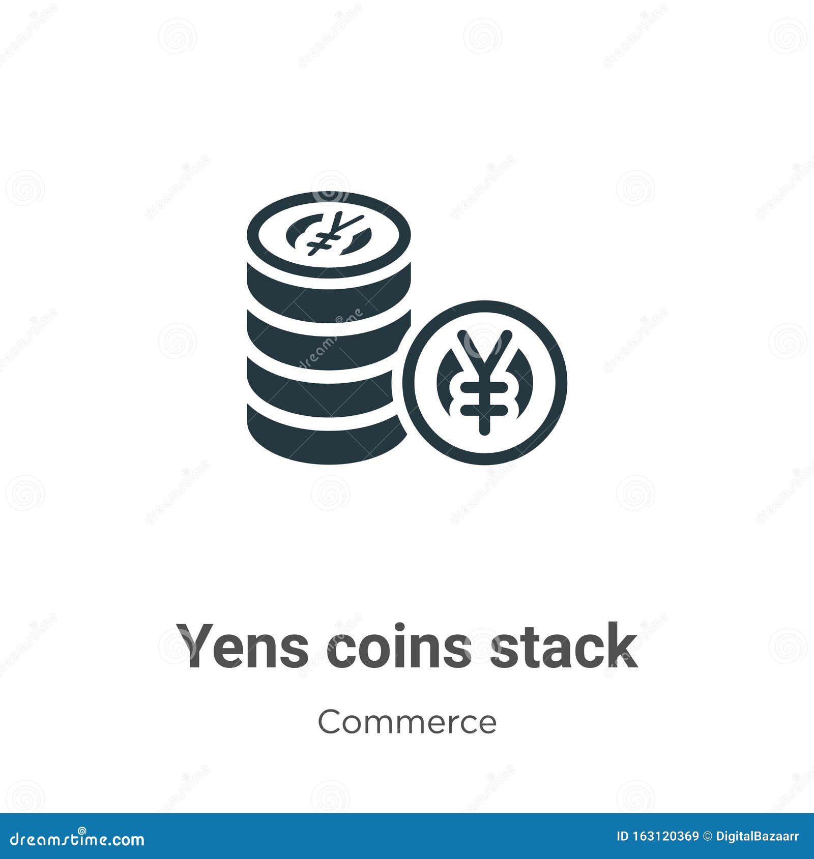 Yens Coins Stack Vector Icon On White Background. Flat Vector Yens ...
