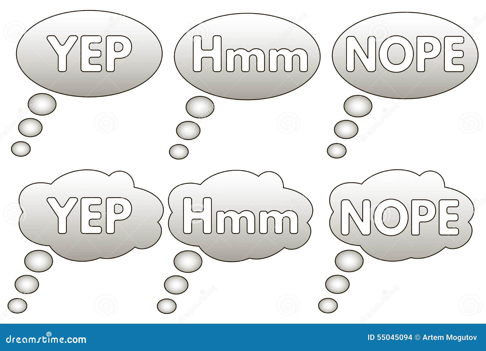 YEP, Hmm, Nope Black and White Thoughts Stock Vector - Illustration of ...