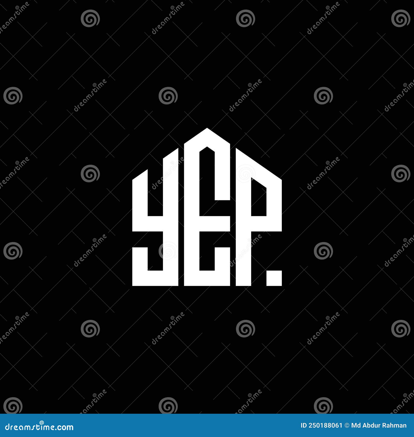 YEP Letter Logo Design on BLACK Background. YEP Creative Initials ...
