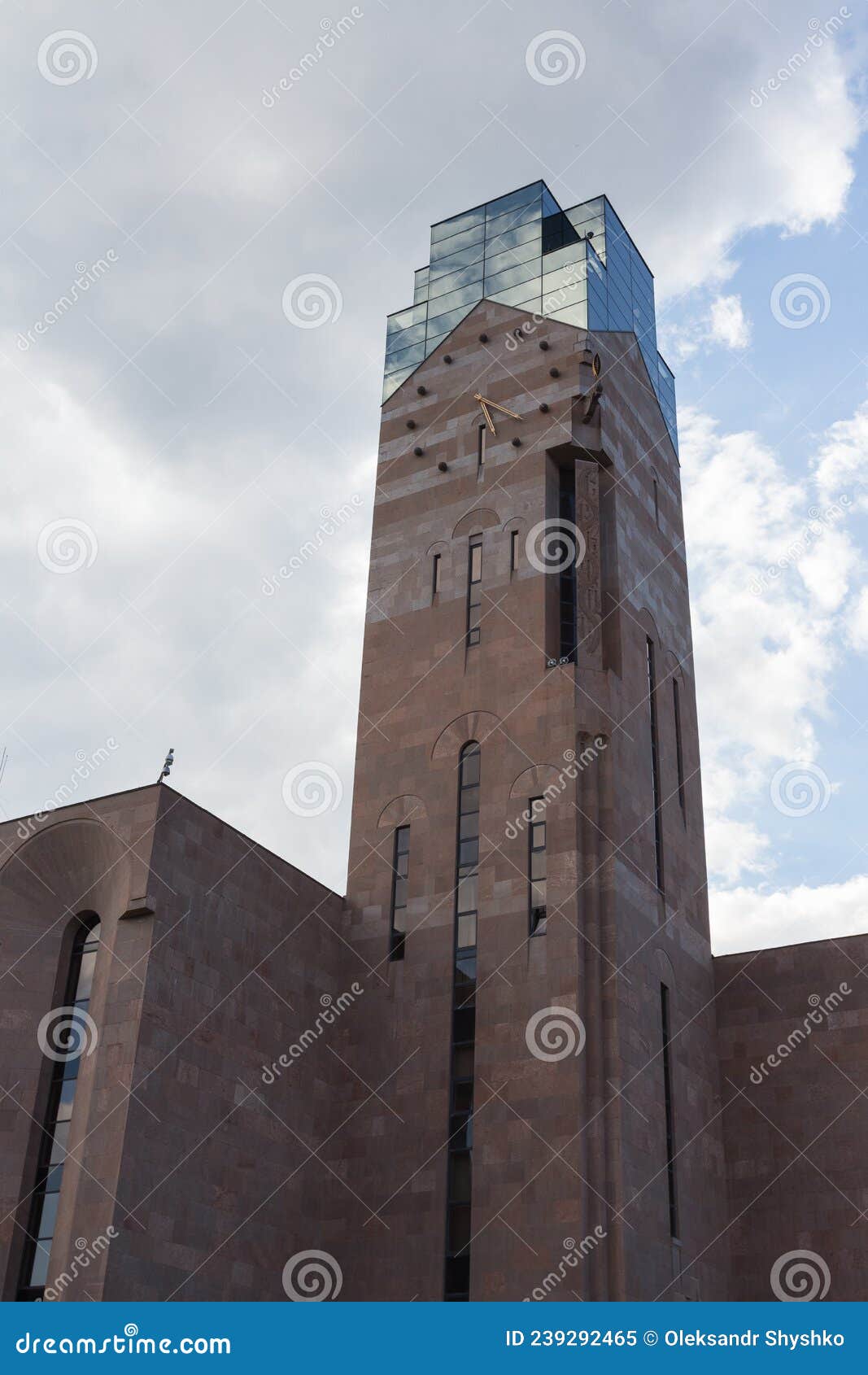 Yerevan City Hall Clock Tower. Armenia Stock Image - Image of mirror ...