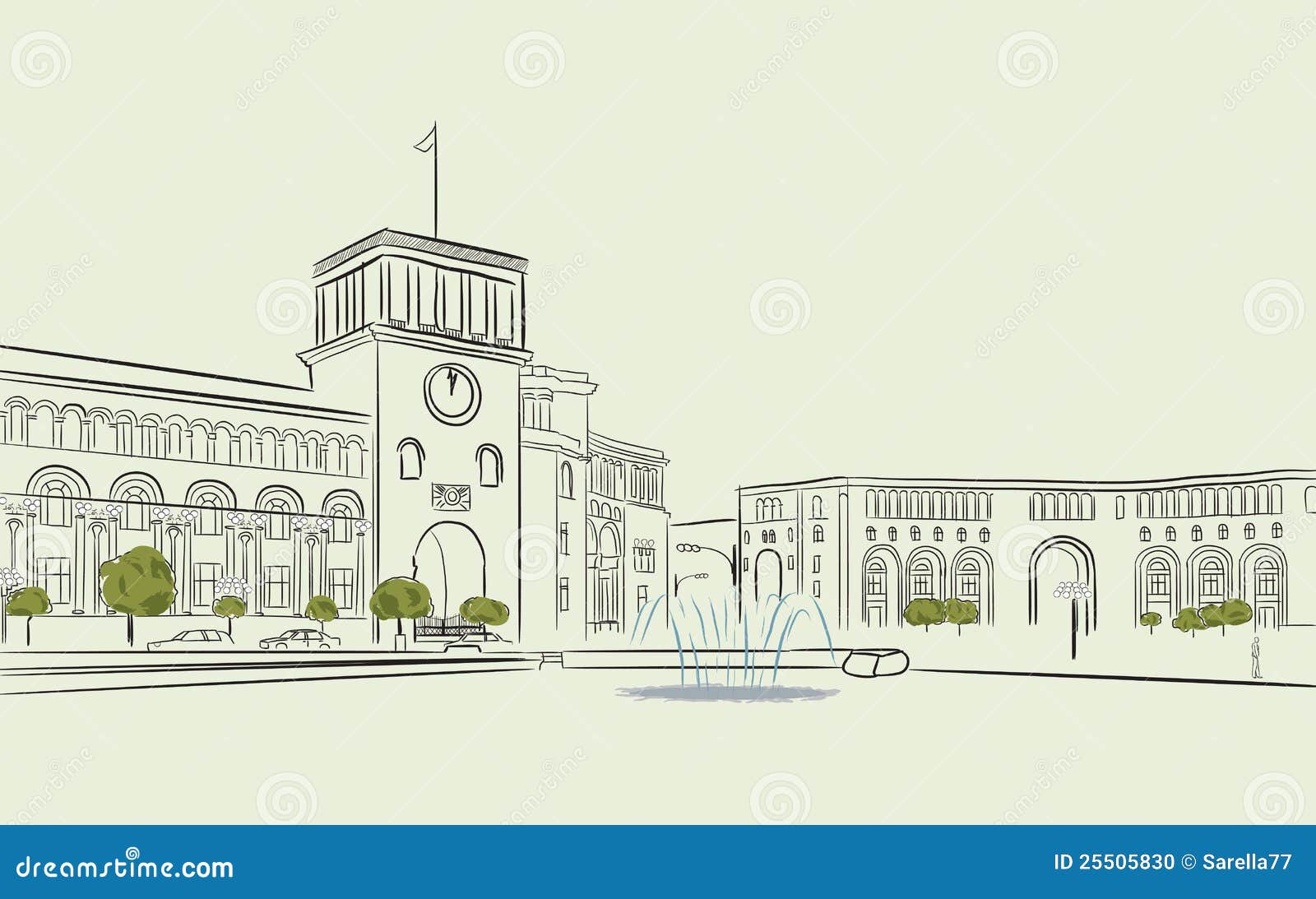 Yerevan, Republic Square, Armenia Stock Vector - Illustration of moving ...