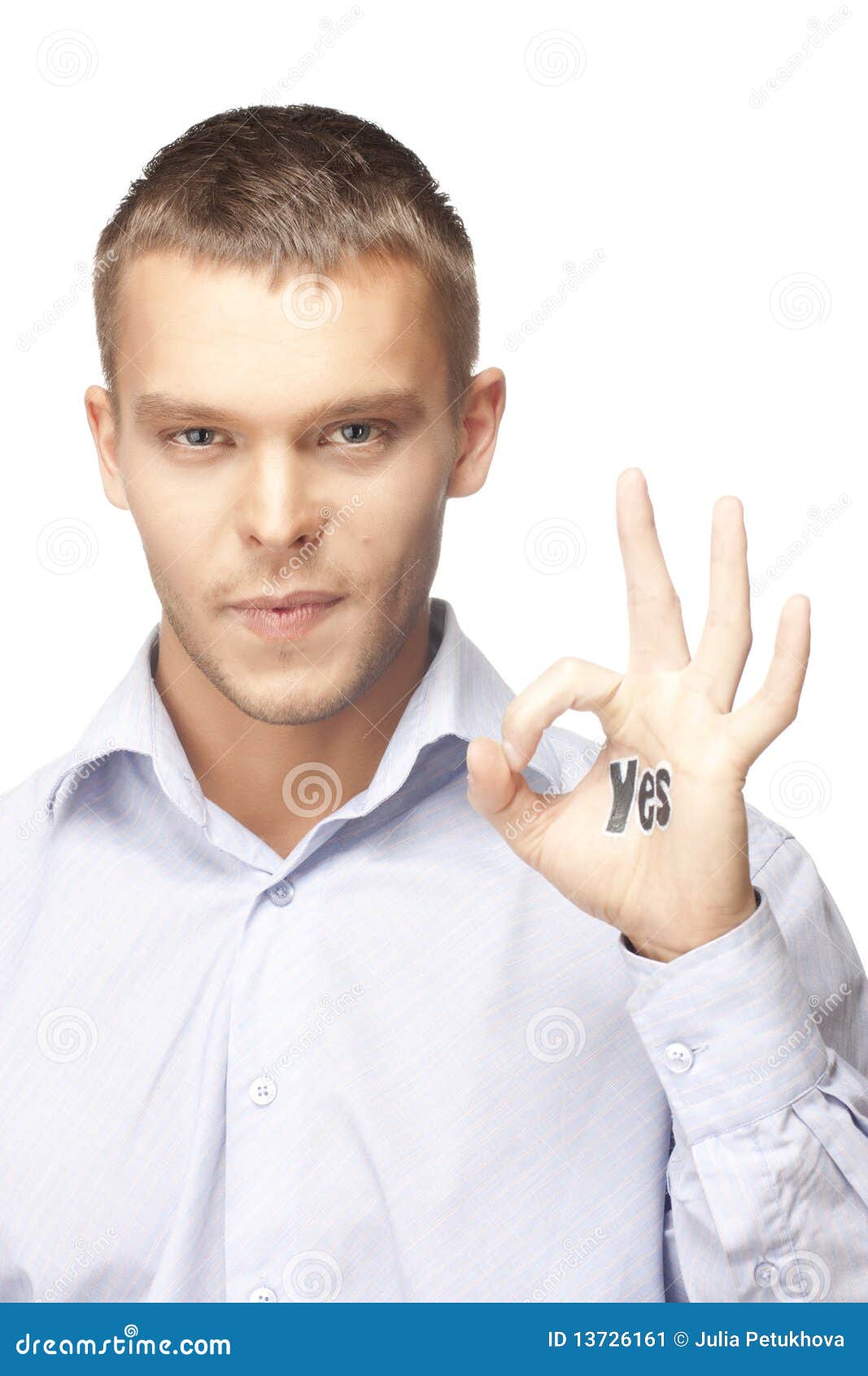 Yes stock image. Image of palm, adult, point, dude, business - 13726161