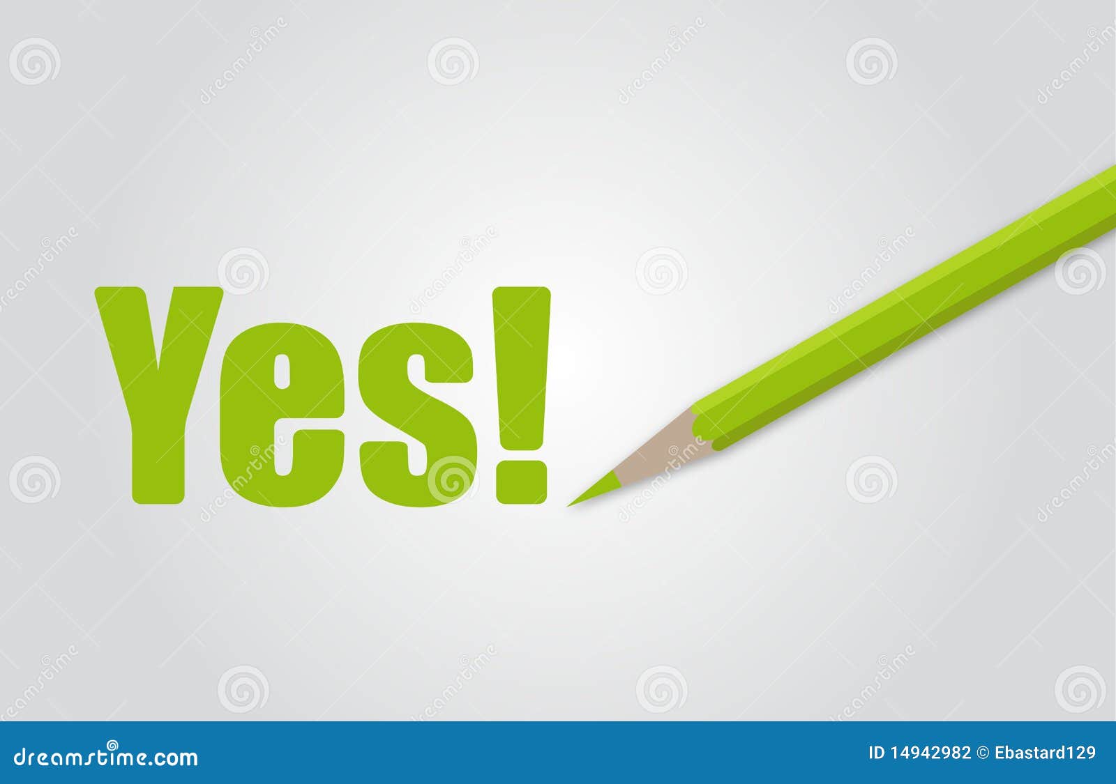Yes! stock vector. Illustration of result, reply, pencil - 14942982