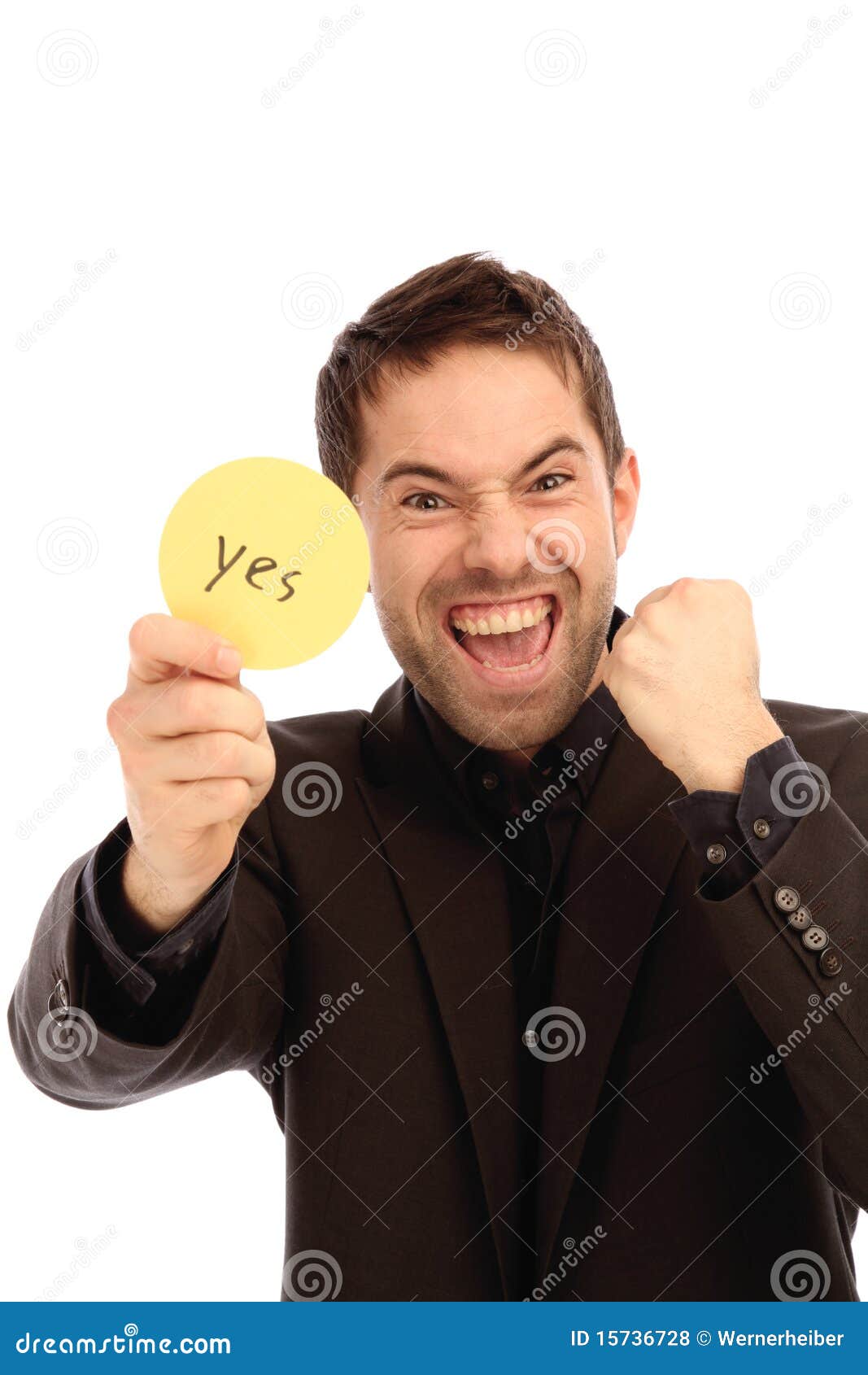 YES stock photo. Image of sign, yellow, fist, smiling - 15736728