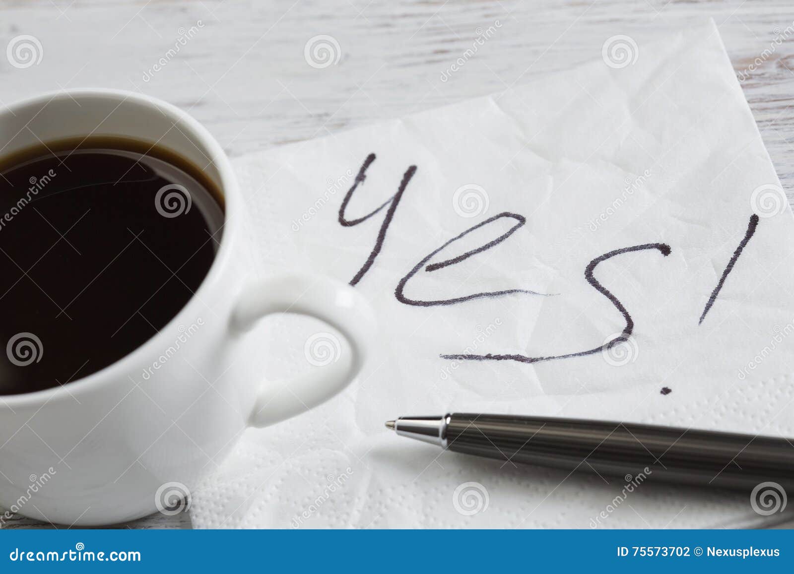 Yes answer on napkin stock photo. Image of message, concept - 75573702