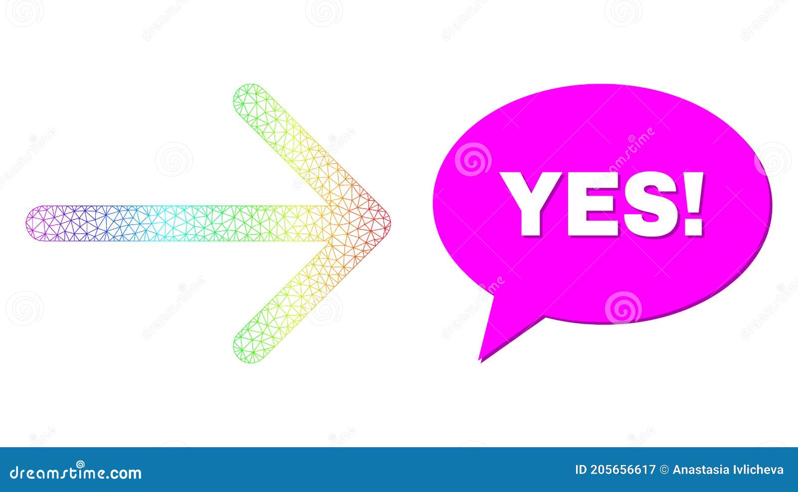 Spectral Mesh Gradient Arrow Right Icon and Yes! Message Frame with ...