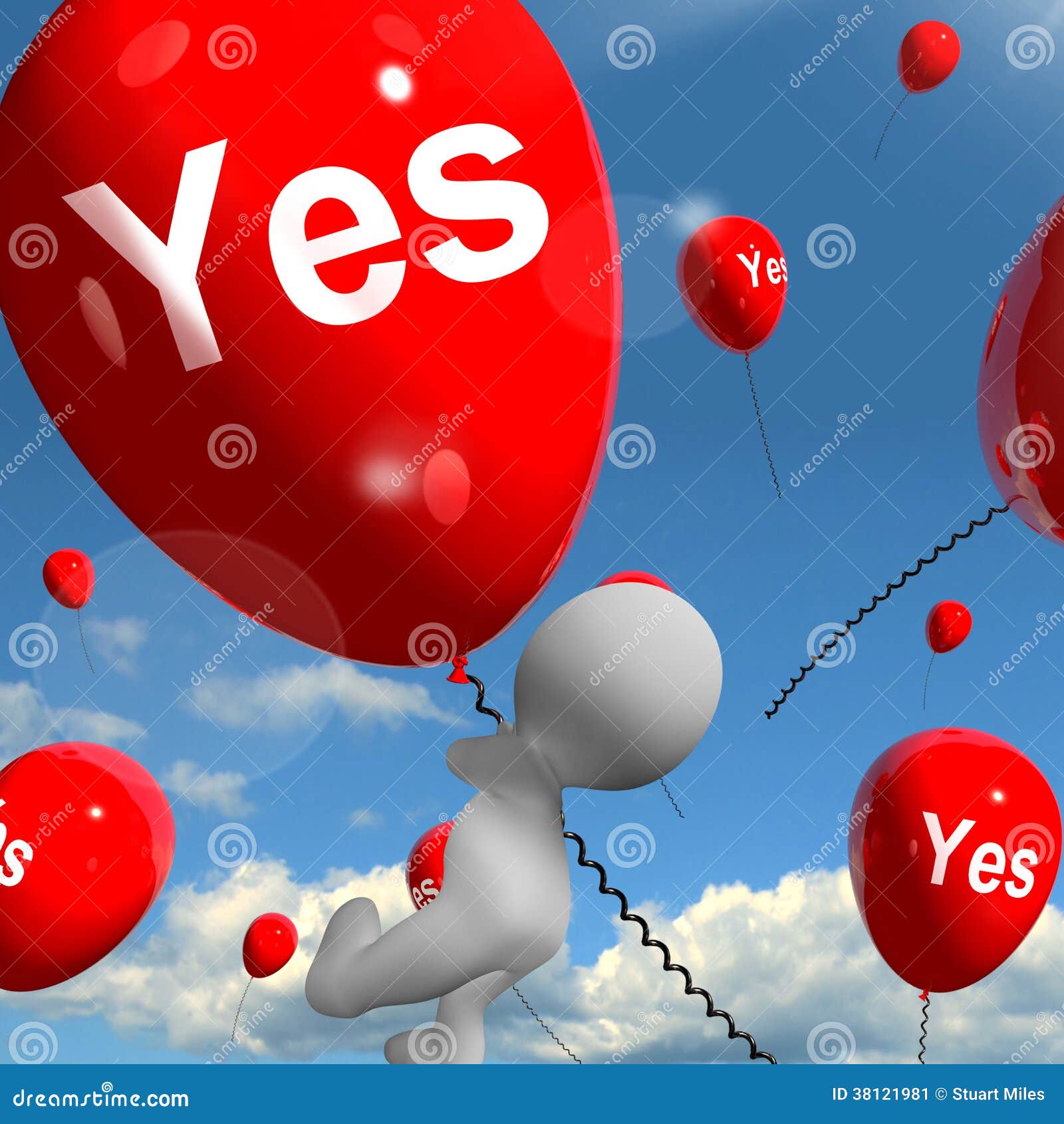 Yes Balloons Means Certainty and Affirmative Stock Illustration ...