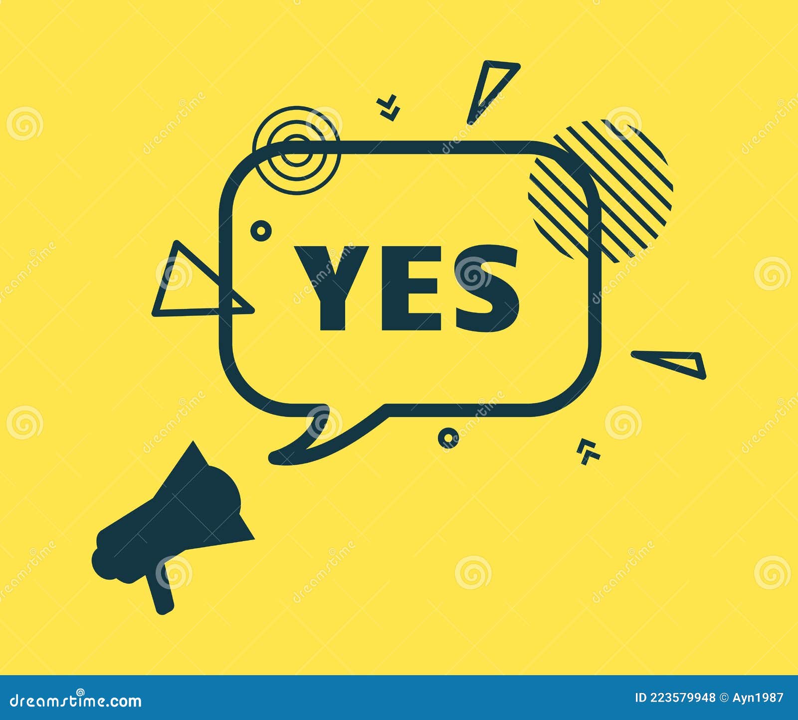 Yes Banner with Black Frame in Flat Style. Simple Label with Short ...