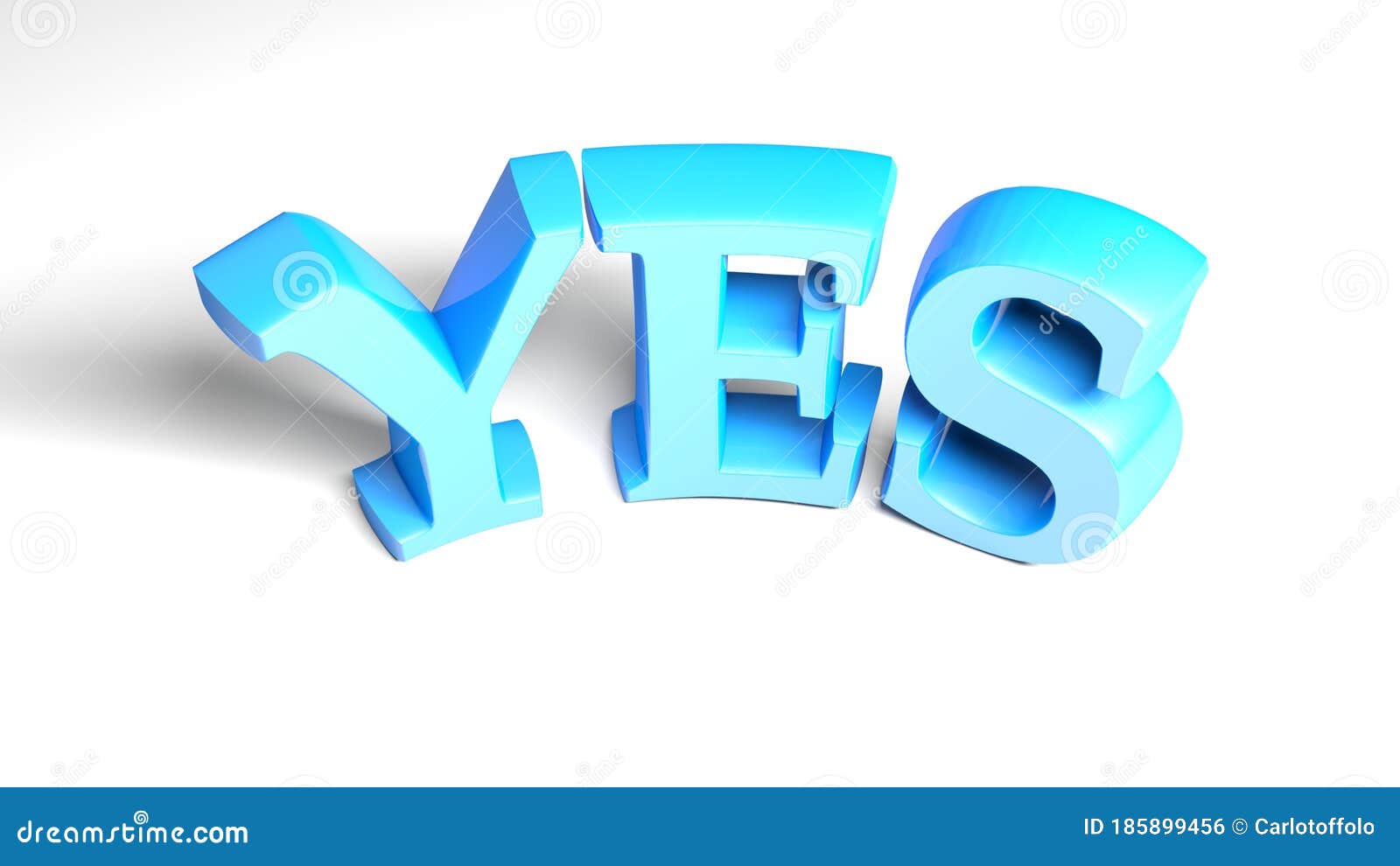 YES Blue Bent Write Isolated on White Background - 3D Rendering ...