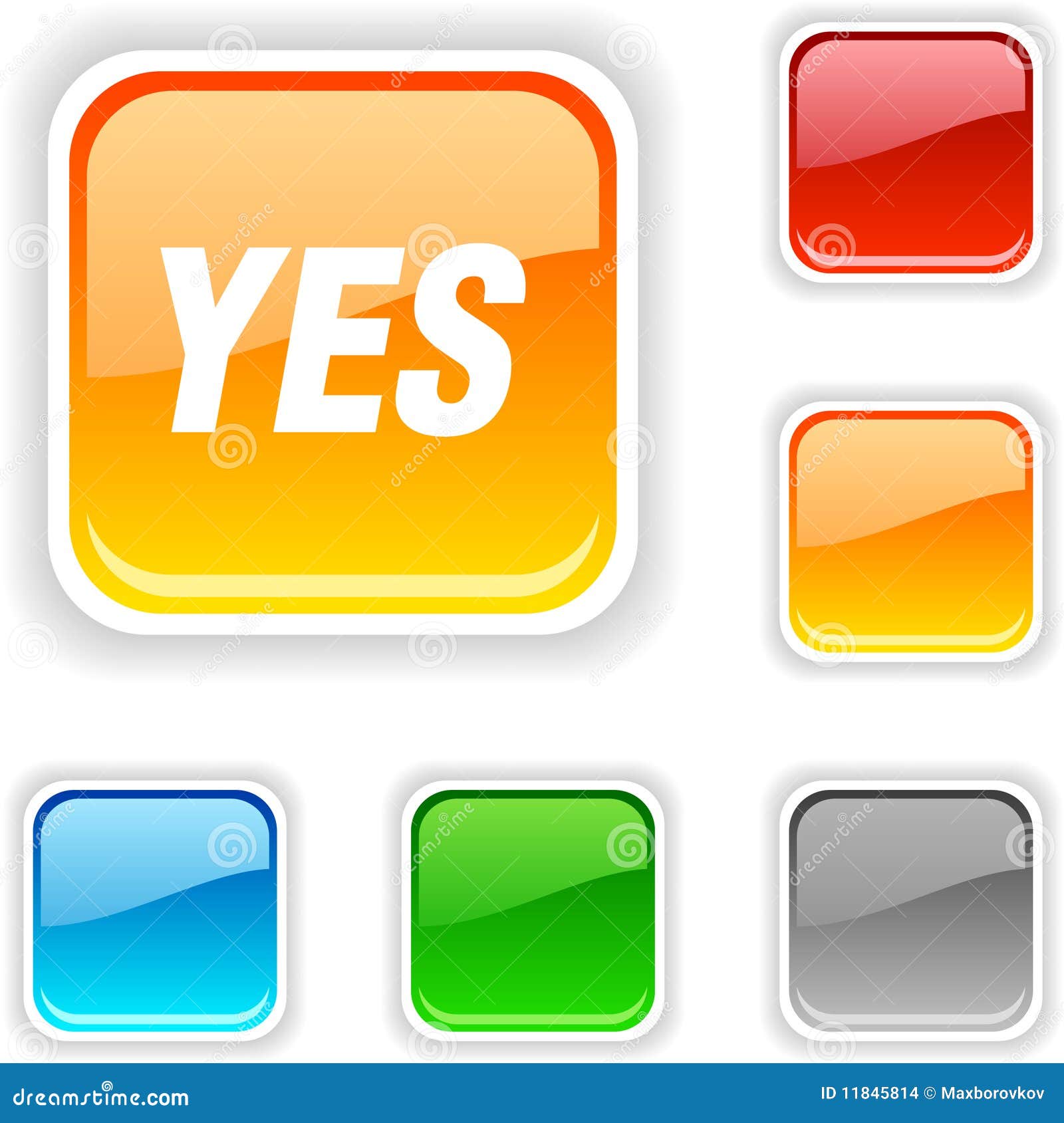 Yes button. stock vector. Illustration of glossy, green - 11845814