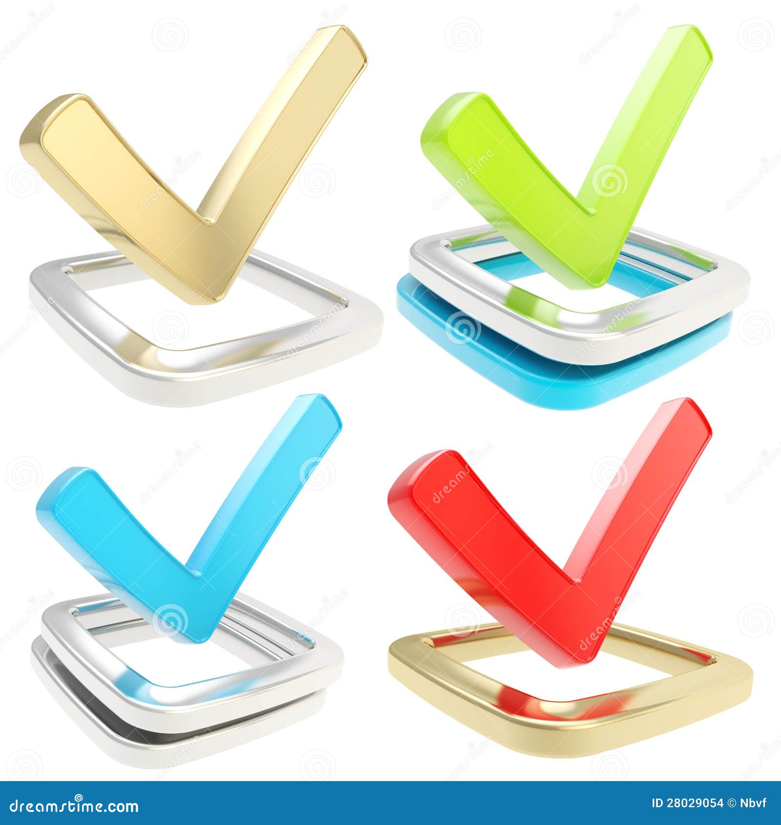Yes Check Tick Emblem Over Checkbox, Set of Four Stock Illustration ...