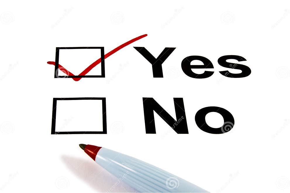 YES Checkbox Selected - Isolated on White Stock Photo - Image of survey ...