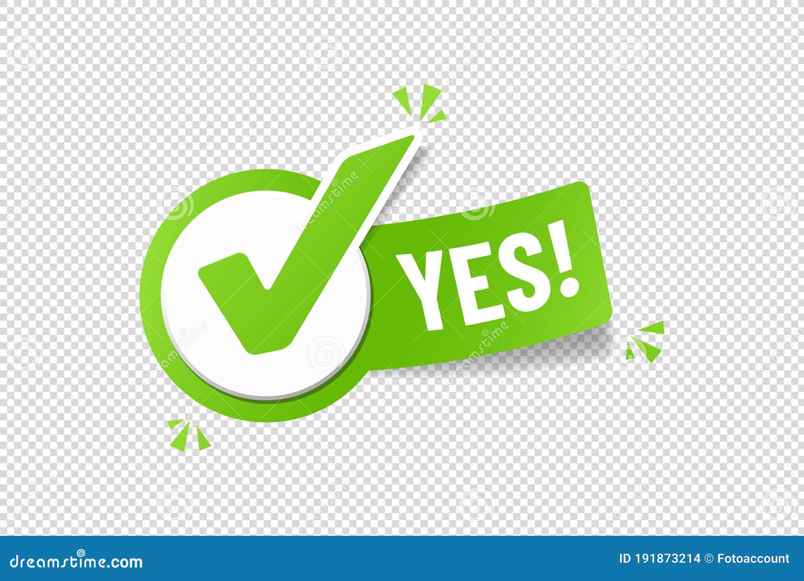 Yes Checkbox Sticker - Green Vector Illustration - Isolated on ...