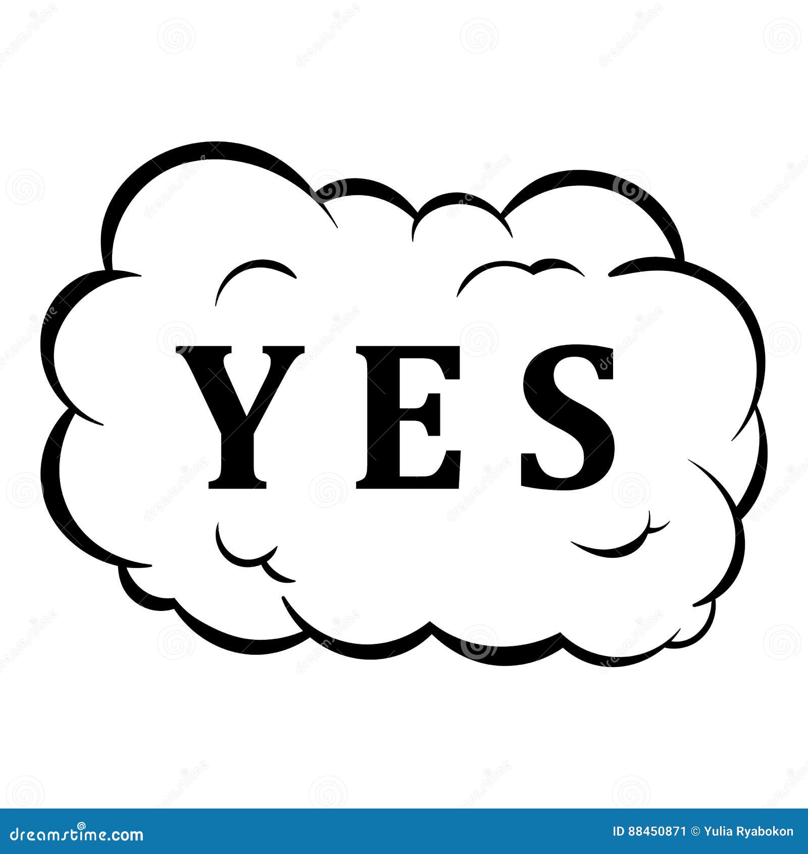 Yes in cloud icon cartoon stock vector. Illustration of communication ...