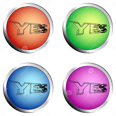 YES Colored Circle Push Button Set Stock Vector - Illustration of push ...