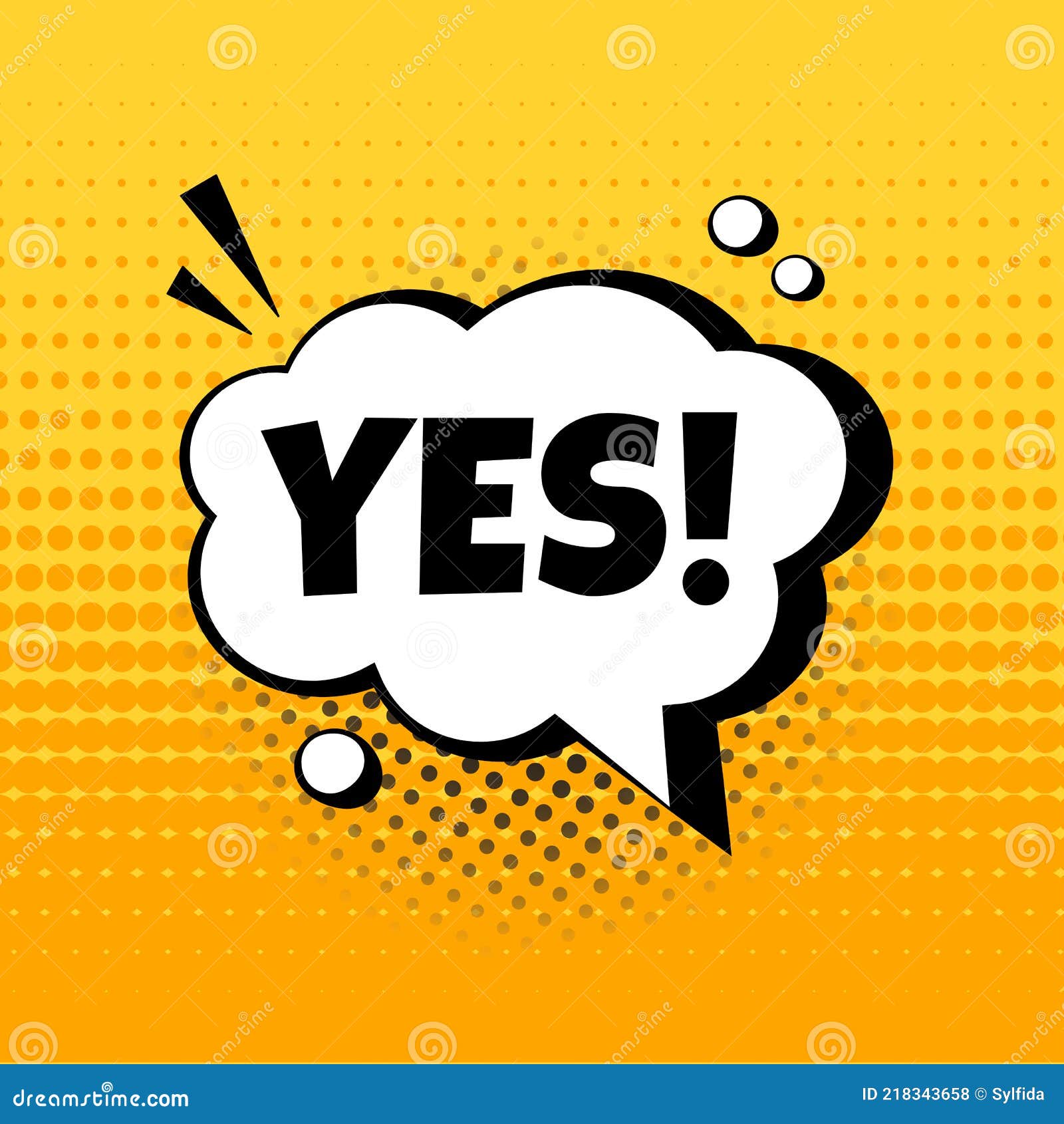 YES. Comic Speech Bubble on Yellow Background in Pop Art Style Stock ...