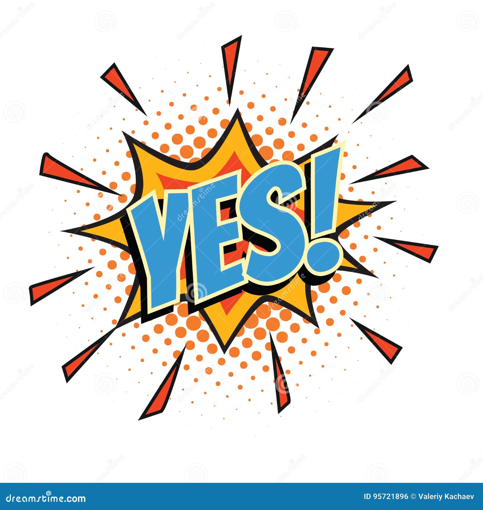 Yes comic word stock vector. Illustration of positive - 95721896