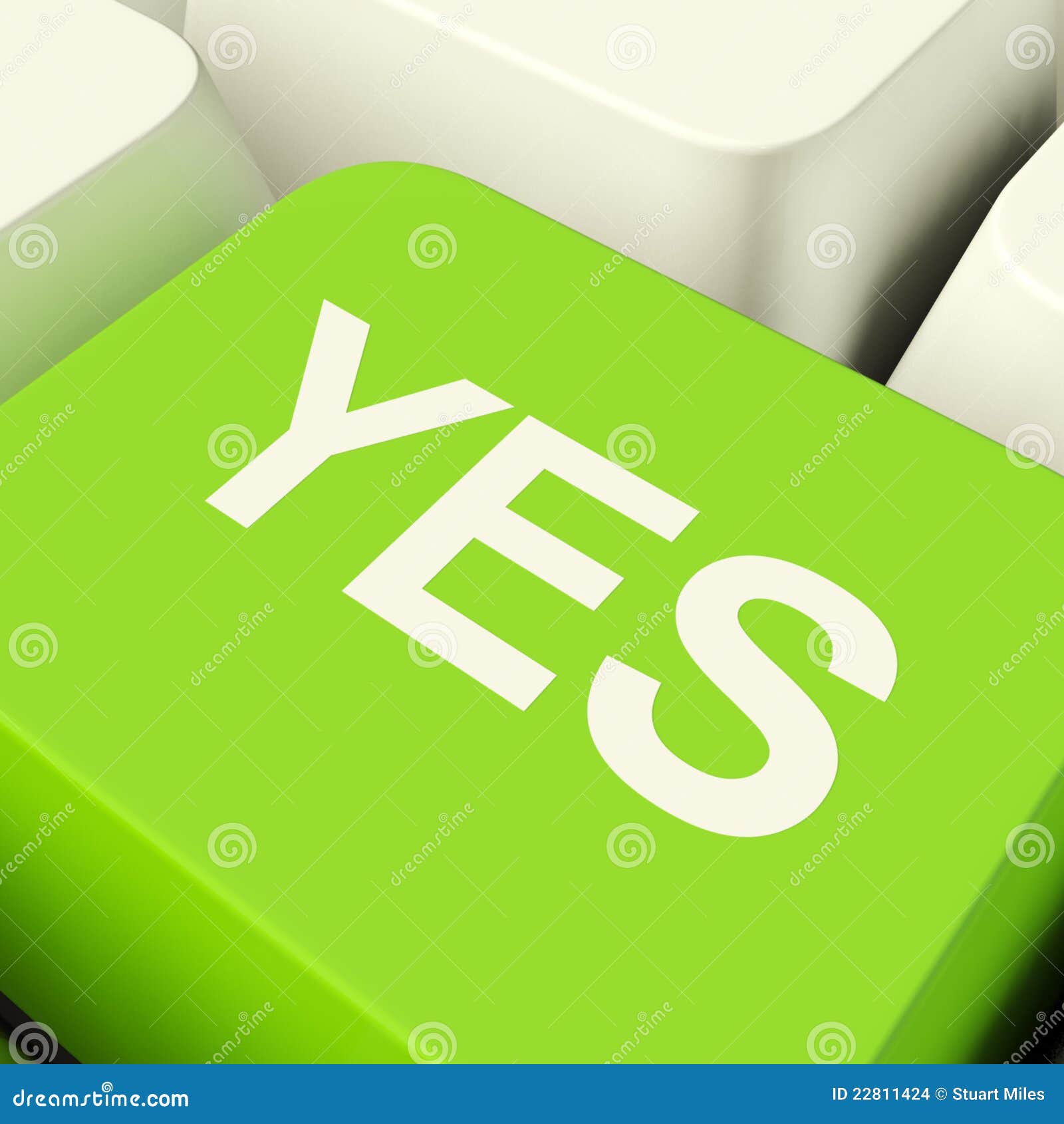 Yes Computer Key in Green stock illustration. Illustration of button ...
