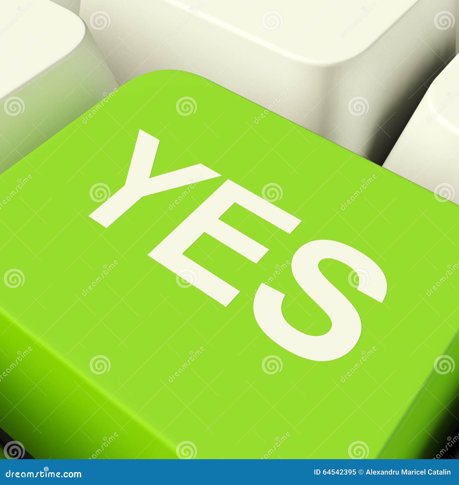 Yes Computer Key in Green Showing Approval and Support Stock ...
