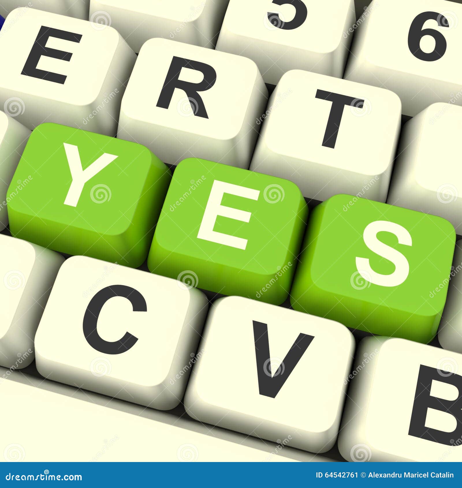Yes Computer Keys Showing Approval and Support Stock Image - Image of ...