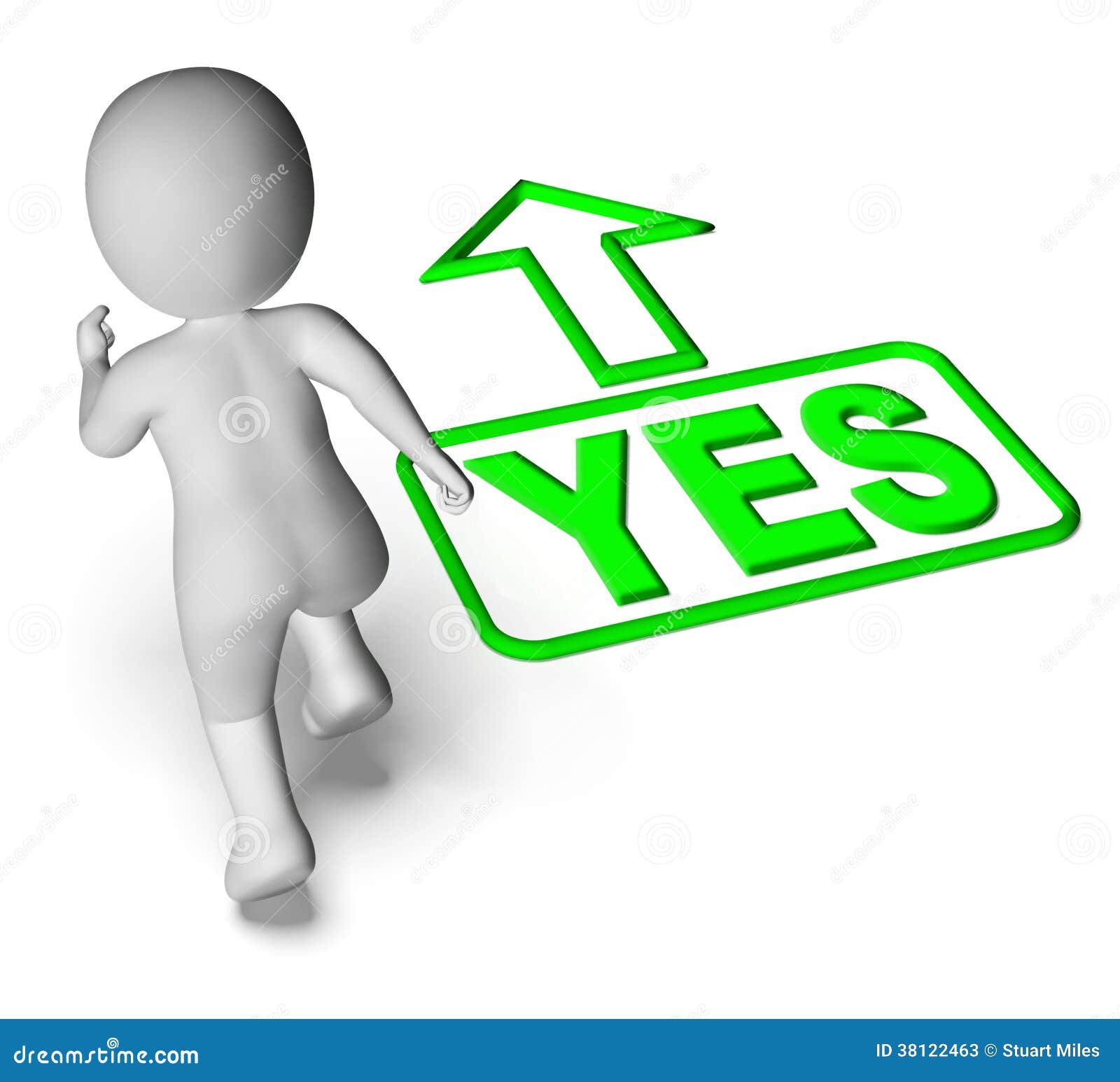 Yes and 3D Character Shows Affirm Agree Ok Stock Illustration ...