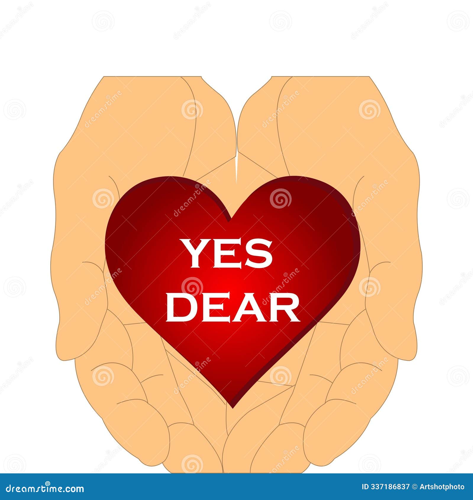 Hands Holding a Heart Shape with the Words Yes Dear Stock Illustration ...