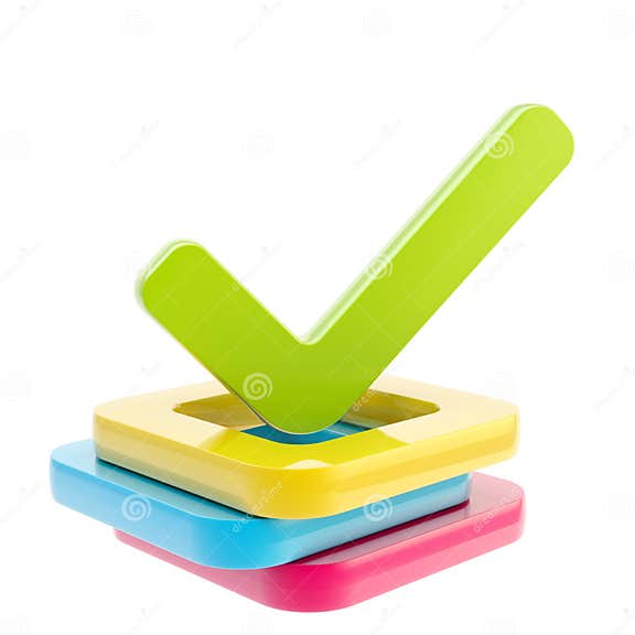 Yes Done Tick Over Stack of Check Boxes Stock Illustration ...