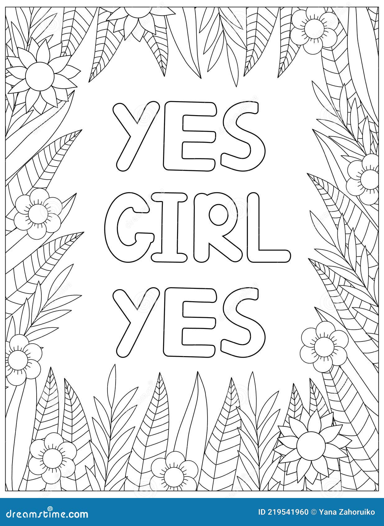 Yes Girl Yes. Coloring Page Stock Vector - Illustration of coloring ...