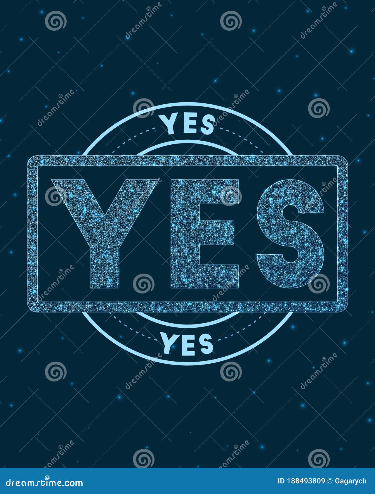 Yes. Glowing round badge stock vector. Illustration of reality - 188493809