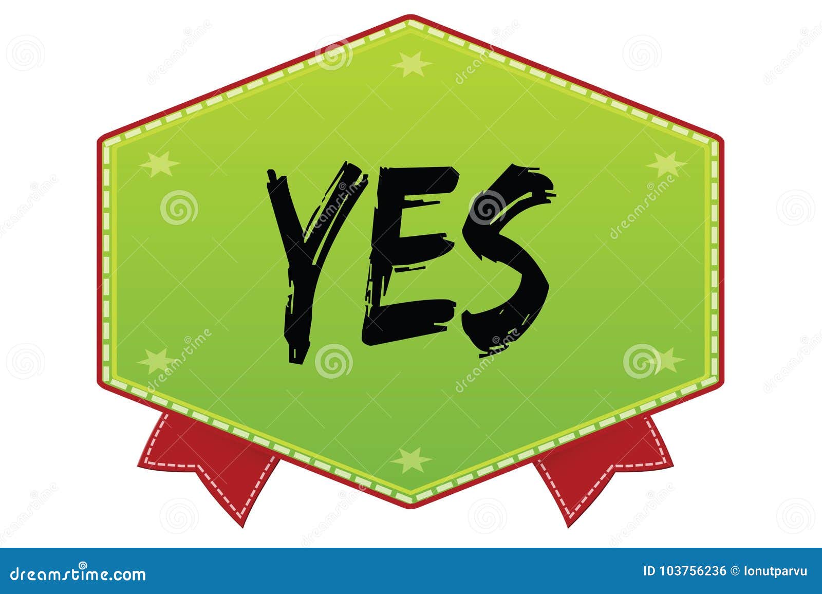 YES on Green Badge with Red Ribbons Stock Illustration - Illustration ...