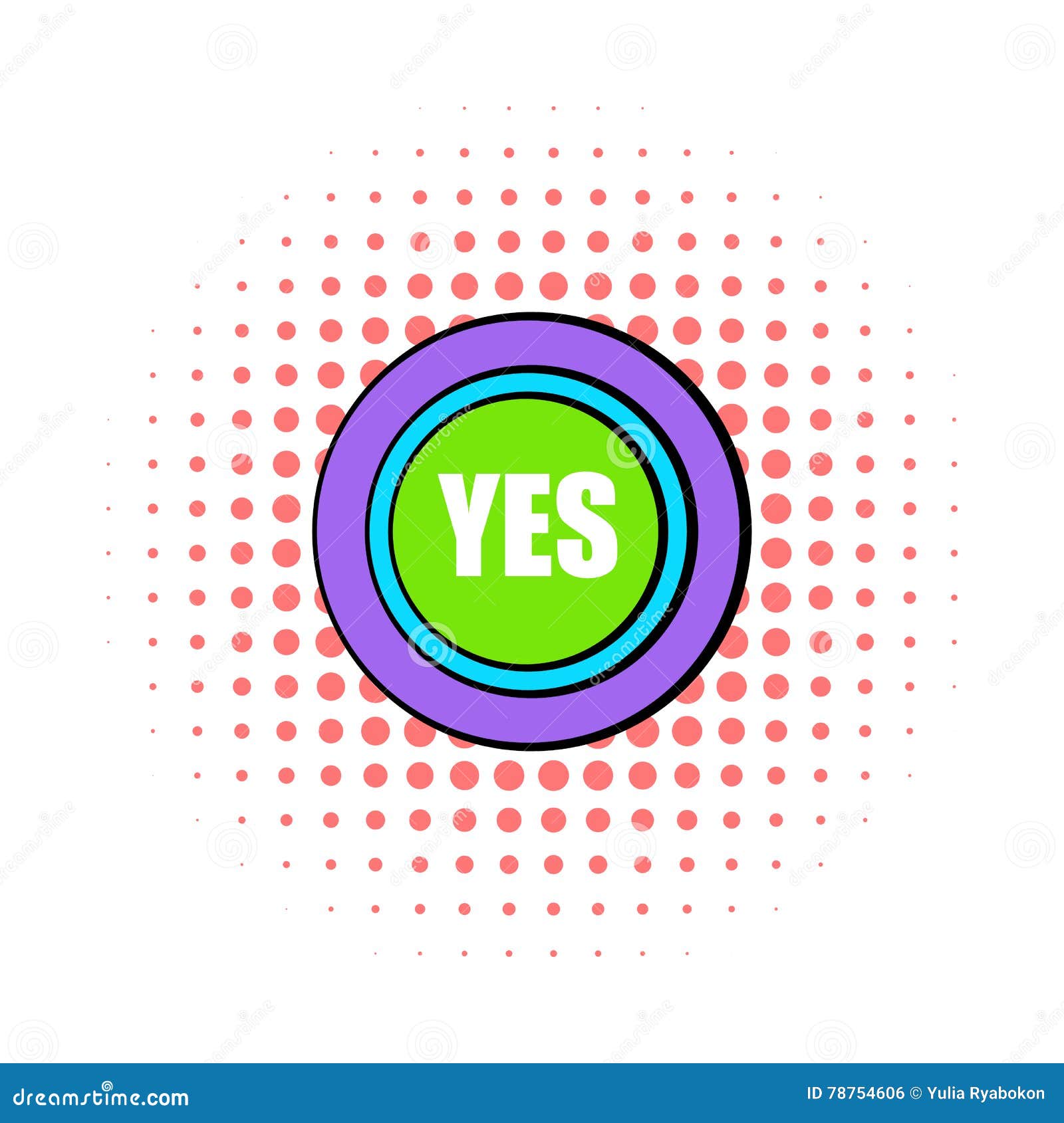 Yes Green Button Icon, Comics Style Stock Vector - Illustration of ...