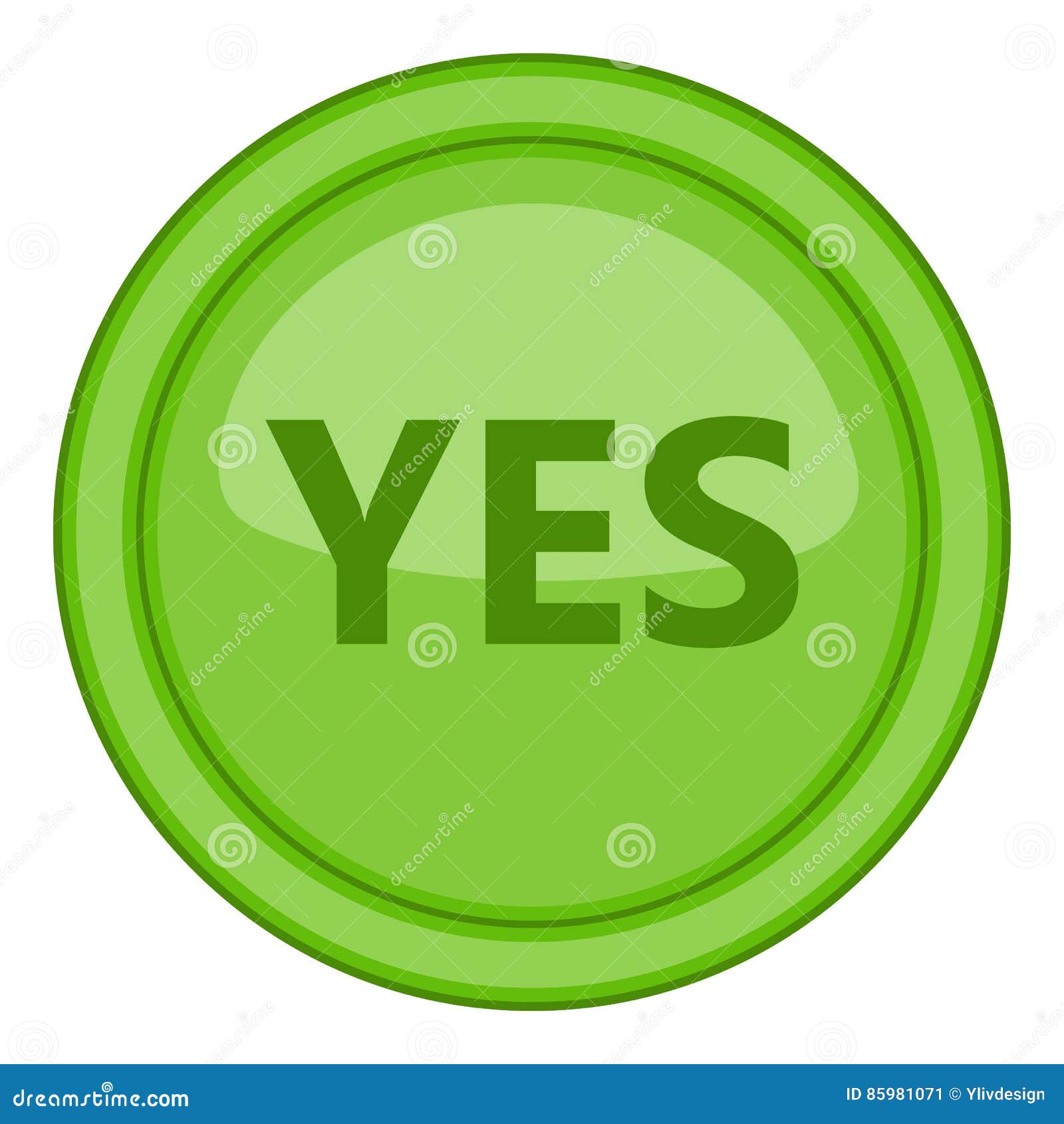Yes Green Circle Button Icon, Cartoon Style Stock Vector - Illustration ...