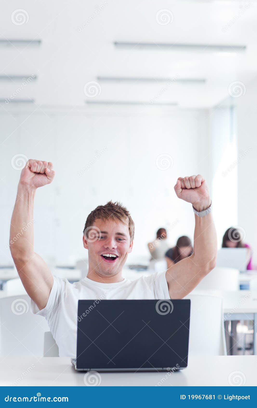 Yes! - Happy Young Male College Student Stock Image - Image of hurray ...